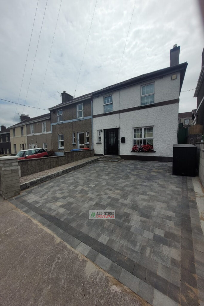 Paved Driveway with Multicoloured Grey Brick and Charcoal Border in ...